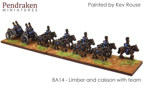 Pendraken 10mm 1860s Bavarian Caisson and limber with team and out-riders