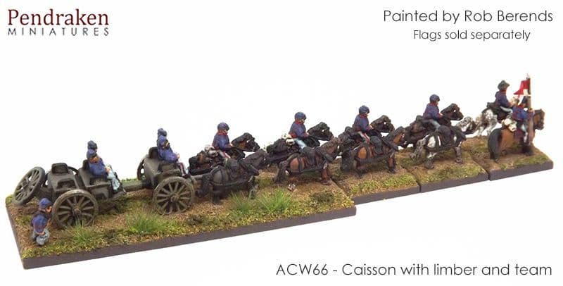 Pendraken 10mm ACW Caisson with limber and team