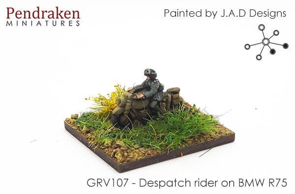 Pendraken 10mm WWII German Despatch rider on BMW R75 motorcycle