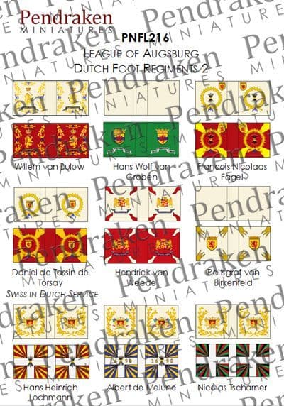 Pendraken 10mm League of Augsburg Flags Dutch Foot Regiments 2