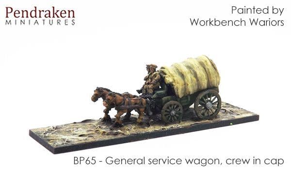 Pendraken 10mm WWI British General service wagon, crew in cap