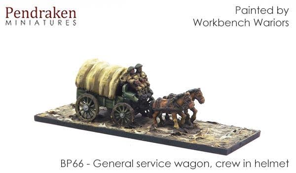 Pendraken 10mm WWI British General service wagon, crew in helmet