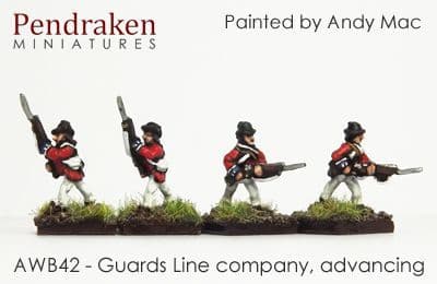 Pendraken 10mm AWI British Guards Line company advancing