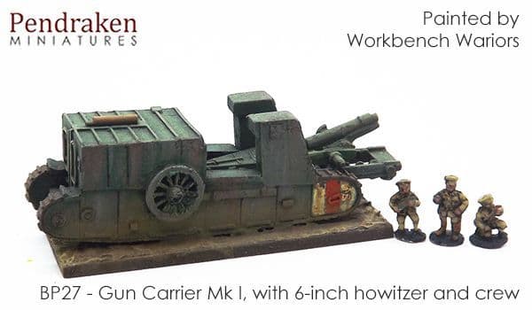 Pendraken 10mm WWI British Gun Carrier Mk I, with 6-inch howitzer and crew