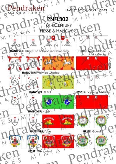 Pendraken 10mm 18th Century Flags Hesse & Hanover