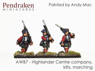 Pendraken 10mm AWI British Highlander centre company kilts marching