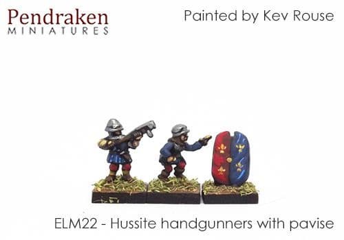 Pendraken 10mm MEDIEVAL Late European Hussite handgunners with pavise