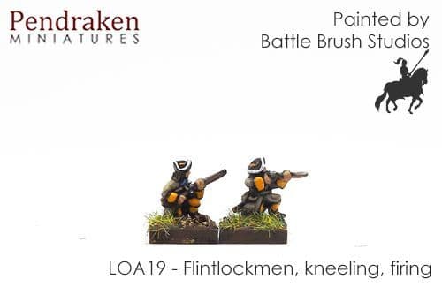 Pendraken 10mm League of Augsburg Kneeling flintlockmen firing