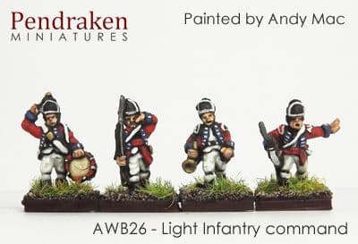 Pendraken 10mm AWI British Light infantry command