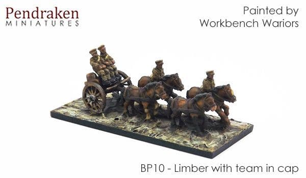 Pendraken 10mm WWI British Limber with team in cap