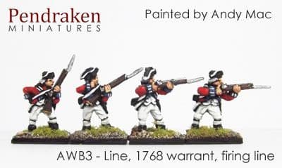 Pendraken 10mm AWI British Line 1768 warrant firing line