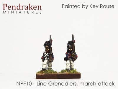 Pendraken 10mm NAPOLEONIC 1809 French Line grenadiers bearskin march attack