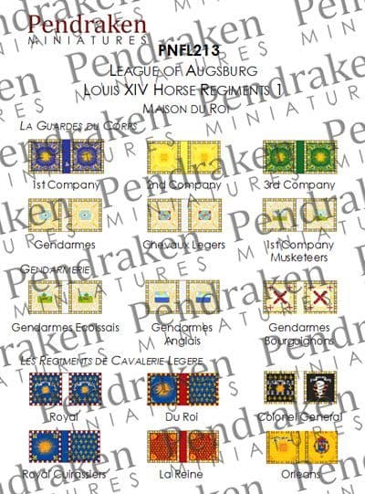 Pendraken 10mm League of Augsburg Flags Louis XIV Horse Regiments 1