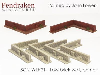 Pendraken 10mm Walls & Hedges Low brick walls corner