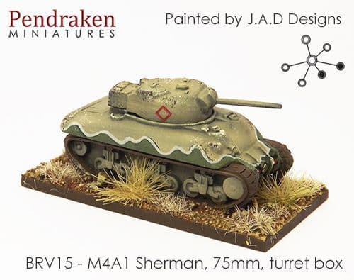 Pendraken 10mm WWII British M4A1 Sherman, 75mm, turret box