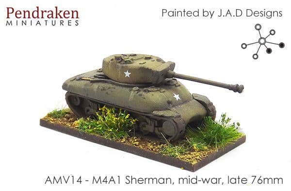 Pendraken 10mm WWII American M4A1 Sherman, mid-war, late 76mm