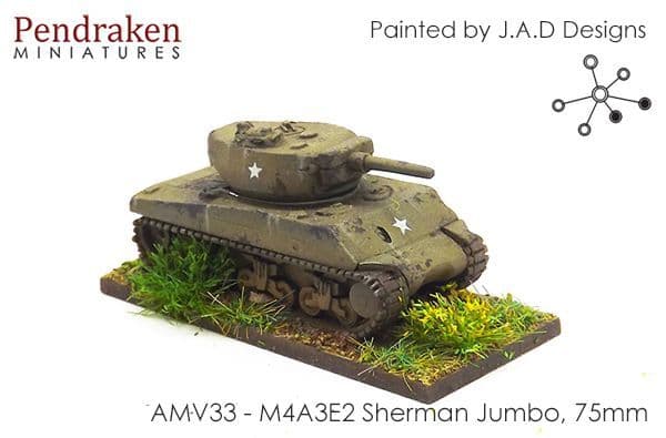 Pendraken 10mm WWII American M4A3E2 Sherman Jumbo, 75mm gun