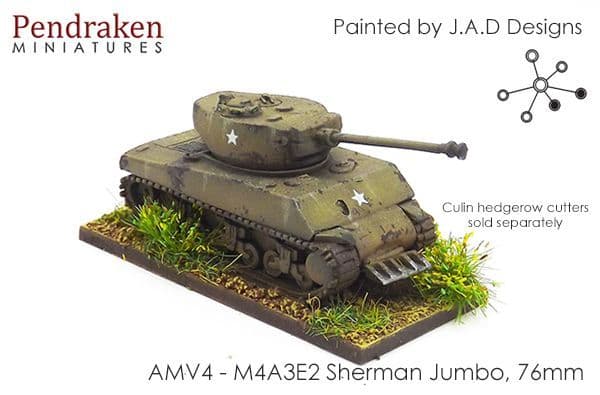 Pendraken 10mm WWII American M4A3E2 Sherman Jumbo, 76mm gun
