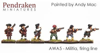 Pendraken 10mm AWI American Militia firing line