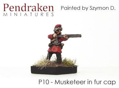 Pendraken 10mm 16th C. Polish Musketeer in fur cap