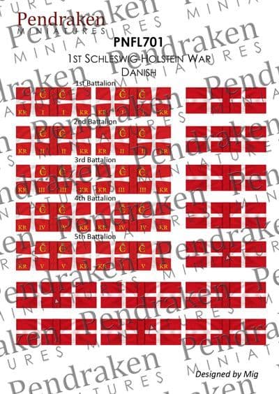 Pendraken 10mm 19th Century Flags Sch-Hol Danish flags