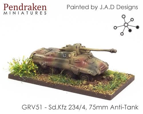 Pendraken 10mm WWII German Sd.Kfz 234/4, 75mm AT gun