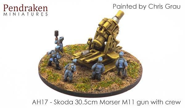 Pendraken 10mm WWI Austro-Hungarian Skoda 30.5cm Morser M11 gun with crew
