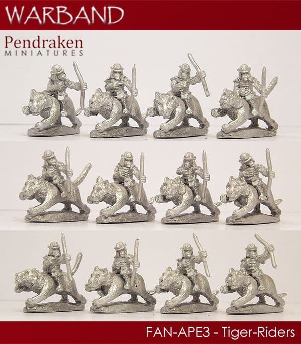 Pendraken 10mm-12mm FANTASY Samurai Apes Tiger-Riders