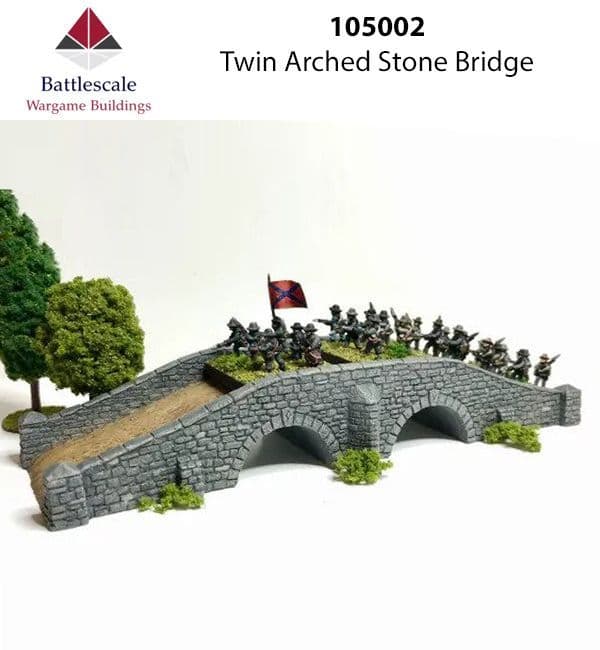 BATTLESCALE 10mm Twin Arched Stone Bridge