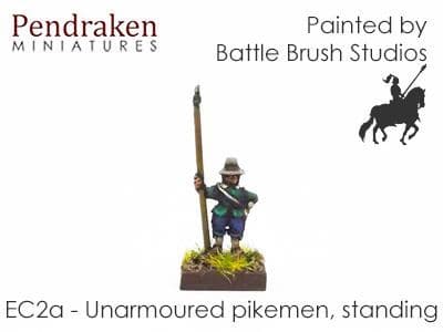 Pendraken 10mm English Civil War Unarmoured pikemen standing