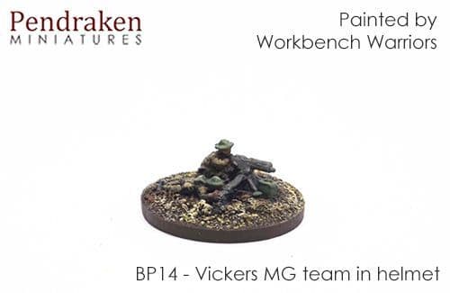 Pendraken 10mm WWI British Vickers MG team in helmet