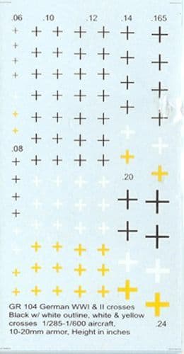 Decals WWI/II German Crosses 1/76-1/285