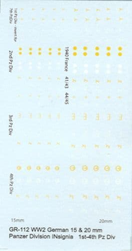 Decals WWII German Panzer Division Markings 1/76-1/100