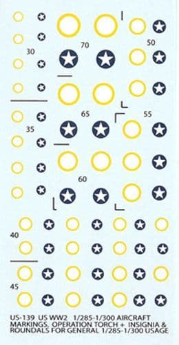 Decals WWII US Aircraft Insignia and Roundels 1/285
