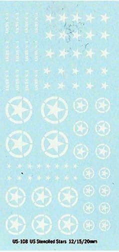 Decals WWII US Stars Stencilled 1/144-1/76