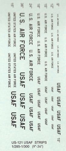 Decals WWII USAF Lettering in Black 1/285-1/144
