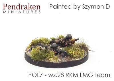 Pendraken 10mm WWII Polish wz.28 RKM LMG teams, prone