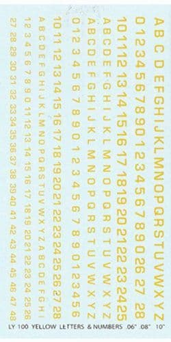 Decals Yellow Letters and Numbers 1/76-1/285